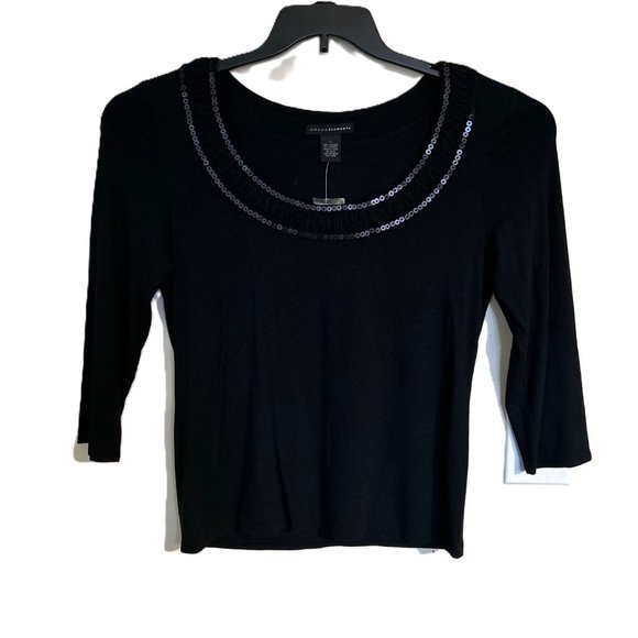 Grace Elements | Tops | Grace Elements Black Scoop Neck Embellished 34 ...